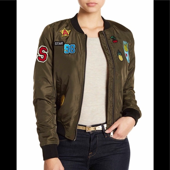 Sebby | Jackets & Coats | Sebby Patch Embellished Bomber Jacket | Poshmark